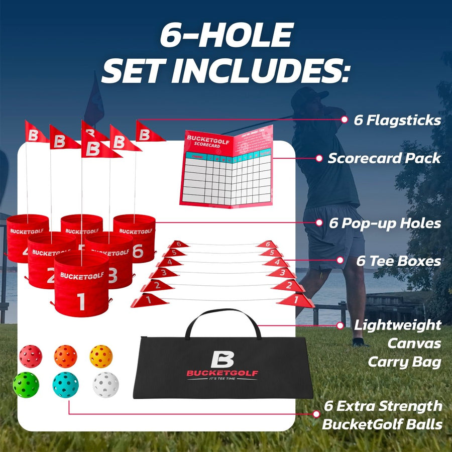 BucketGolf Game | Portable 6 Hole BackYard Golf Game For Outdoor