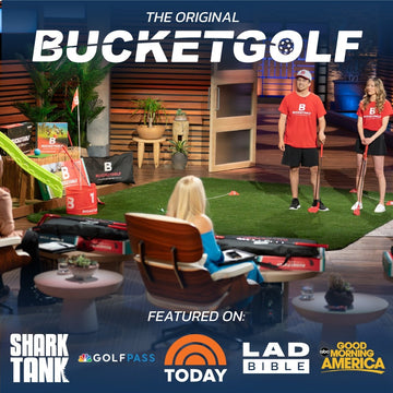 BucketGolf Bundle | Play golf anywhere portable golf course + clubs