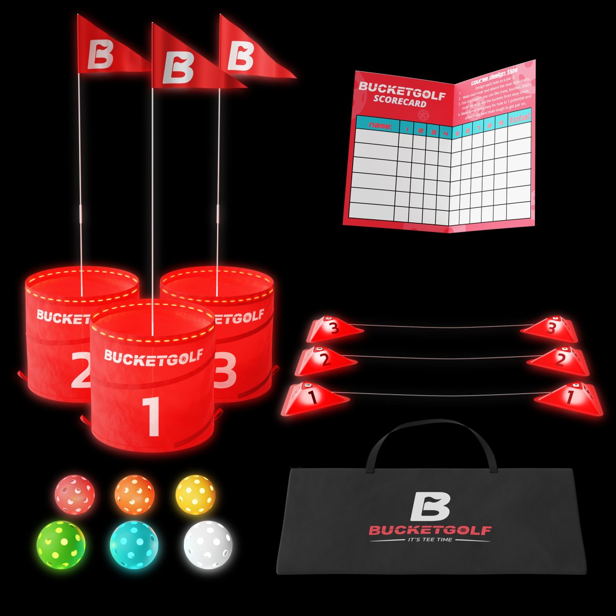 BucketGolf GLOW Starter Set | Light up night golf game
