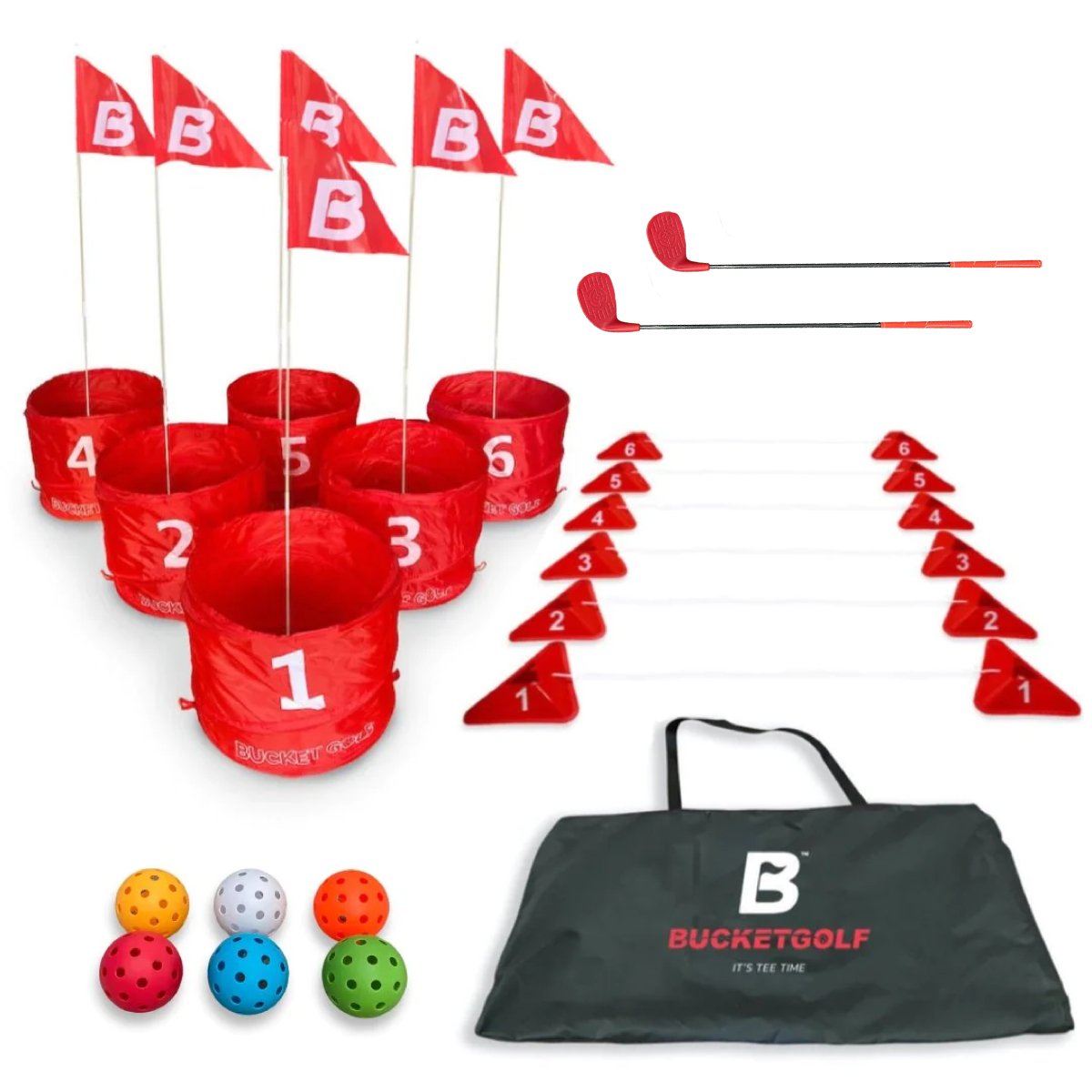 BucketGolf Bundle | Play golf anywhere portable golf course + clubs ...
